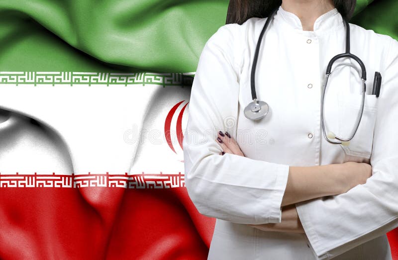 Iran Healthcare System in Tech Theme. Iranian Flag on Computer Screen ...