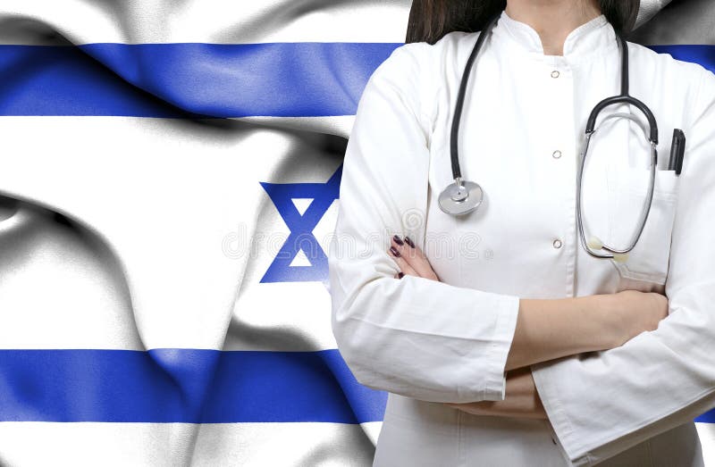 Israel Healthcare System in Tech Theme. Israeli Flag on Computer Screen ...