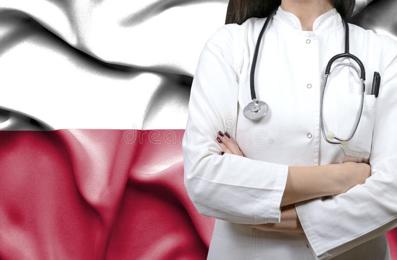 Poland Healthcare System in Tech Theme. Polish Flag on Computer Screen ...