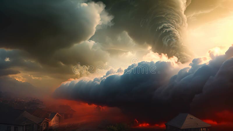 Conceptual Image of a Natural Disaster with a Tornado in the Sky ...