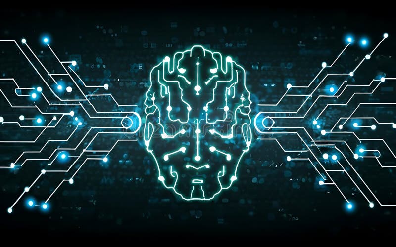 Abstract Illustration Robot Brain Digital Illustration. 3d Rendering Ai ...