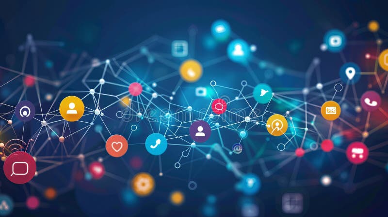 Conceptual Image of Online Connectivity Showing a Web of Social Network ...