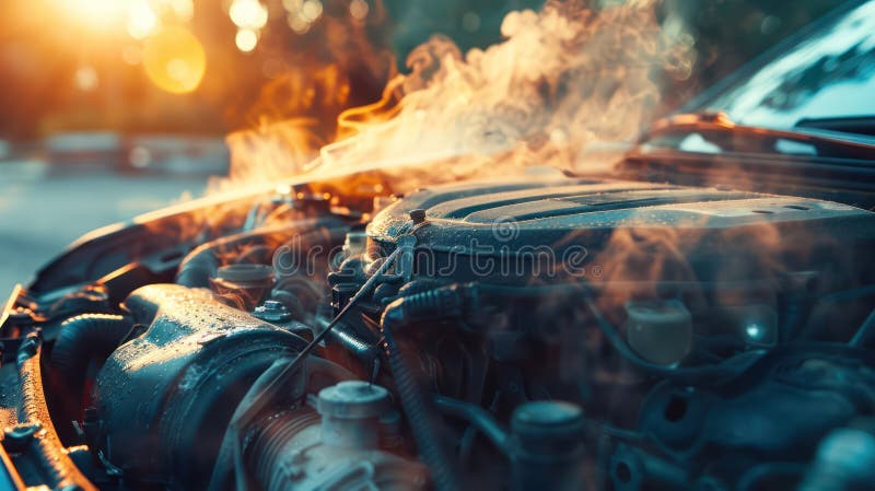 Conceptual Image of an Overheated Car Engine Stock Illustration ...
