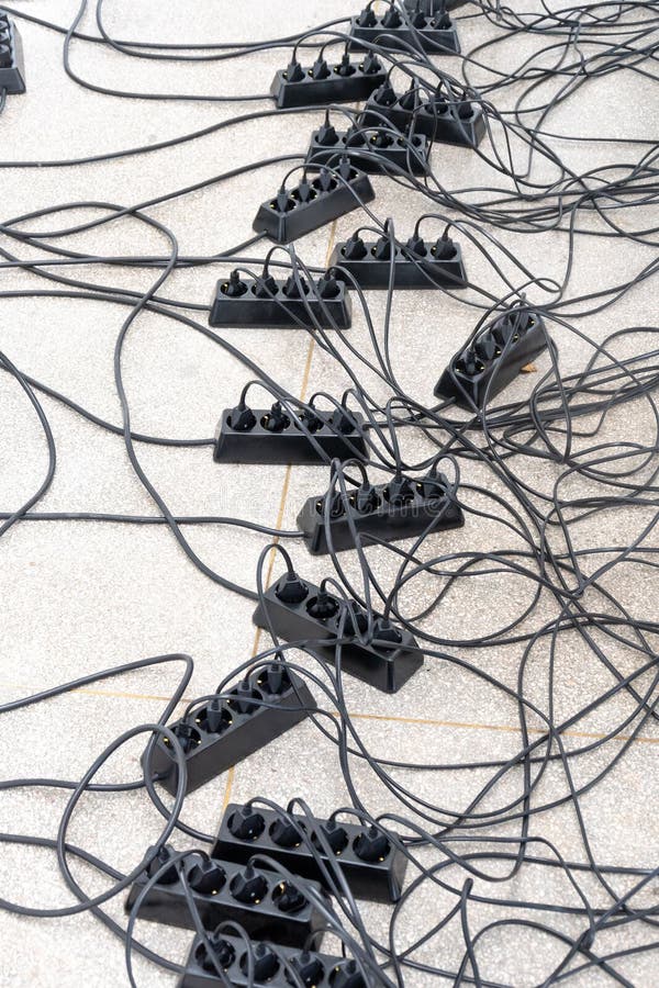 Conceptual Image of an Overloaded Power Grid with Tangled Cables. Stock ...