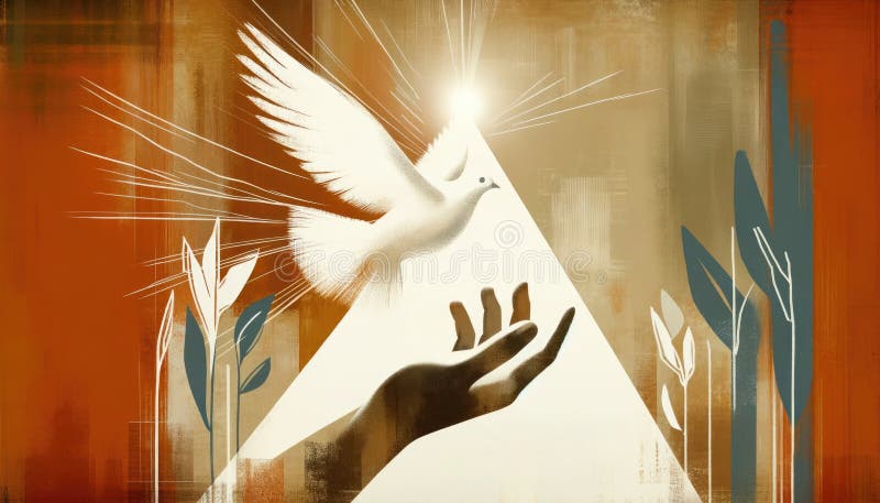 Conceptual Image of Peace and Hope with Hand and White Dove. Digital ...