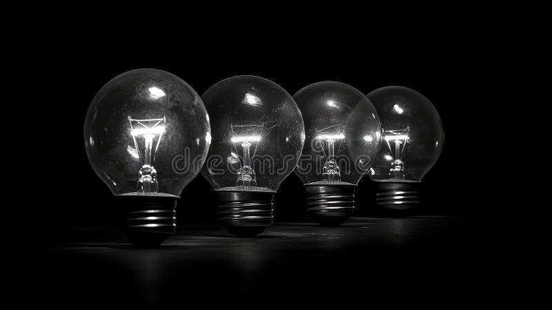 Conceptual Image of Perpetual Motion with Light Bulbs on Black ...