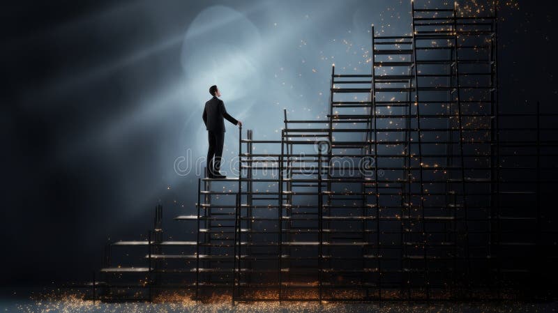 Conceptual Image of a Person Climbing a Ladder Stock Illustration ...
