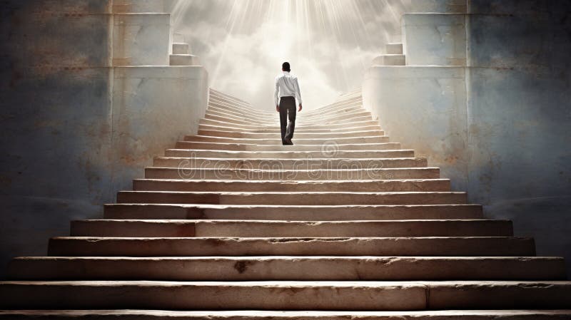 Conceptual Image of a Person Climbing a Staircase Stock Illustration ...