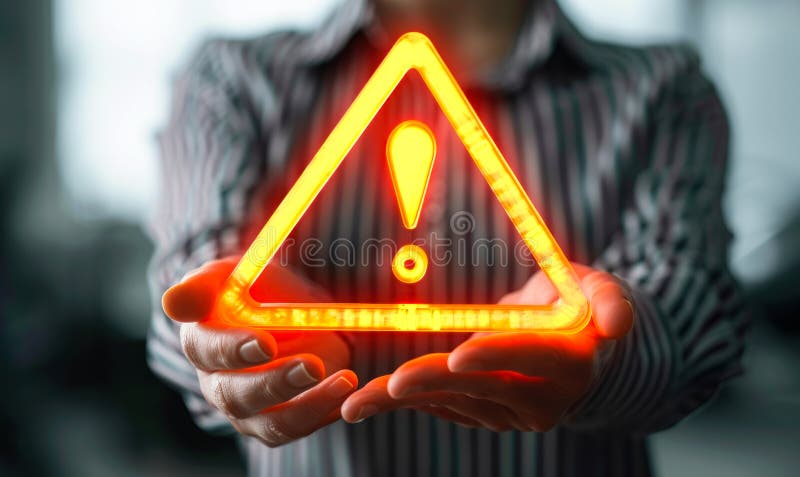 Conceptual Image of a Person Holding a Floating Exclamation Mark in a ...