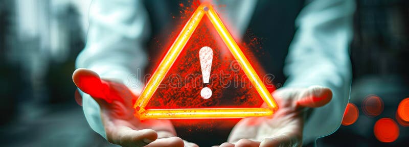 Conceptual Image of a Person Holding a Floating Exclamation Mark in a ...