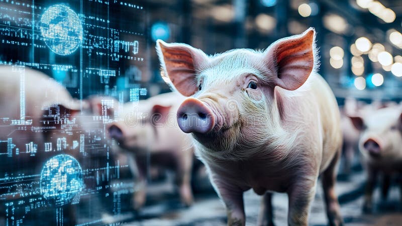 A Conceptual Image of Pigs in a Market Setting, with Floating Graphs ...