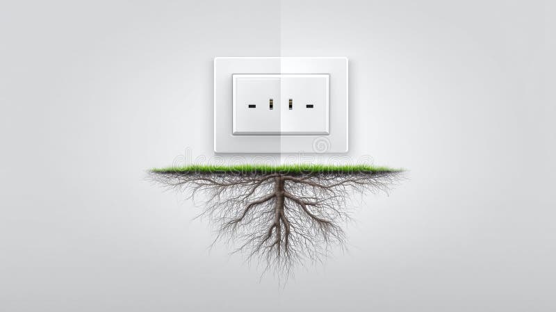 Conceptual Image of Power Outlet with Tree Roots Underneath Stock ...