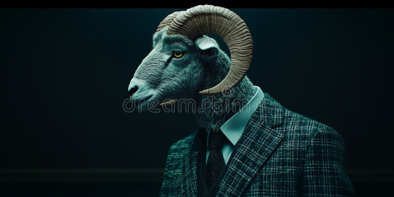 Conceptual Image of a Ram with Human Traits and in Business Suit ...