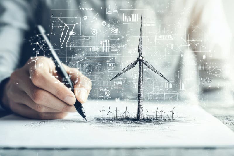 Conceptual Image of Renewable Energy Innovation with Wind Turbine and ... Conceptual Image of Renewable Energy Innovation with Wind Turbine and ...