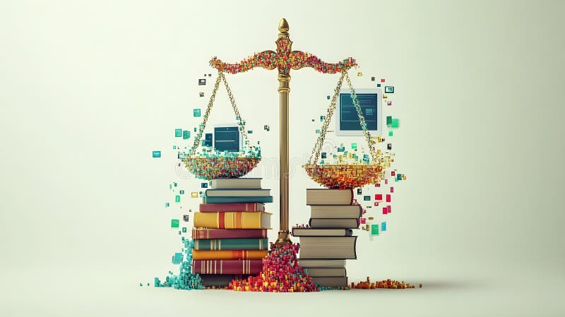 Digital Technology and Traditional Knowledge on Scales of Justice Stock ...