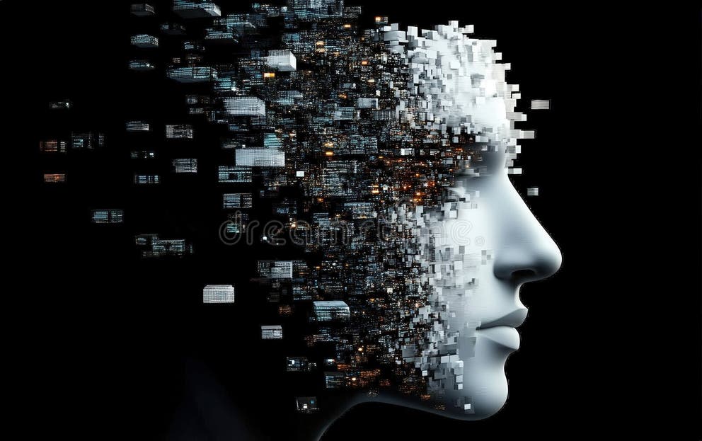 Artificial Intelligence, Digital Transformation, and Human Evolution Stock Illustration ...