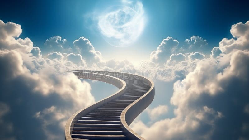 Conceptual Image of a Road Going Up into the Sky Stock Illustration ...