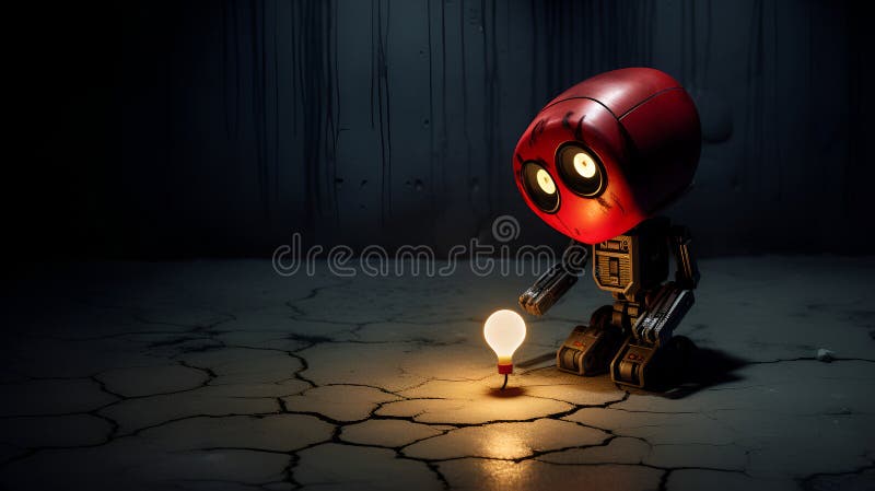 Conceptual Image of a Robot and a Light Bulb, Symbolizing AI and ...