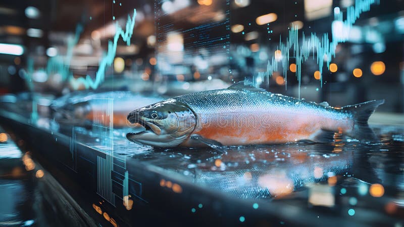A Conceptual Image of Salmon in a Market Setting, with Floating Graphs ...