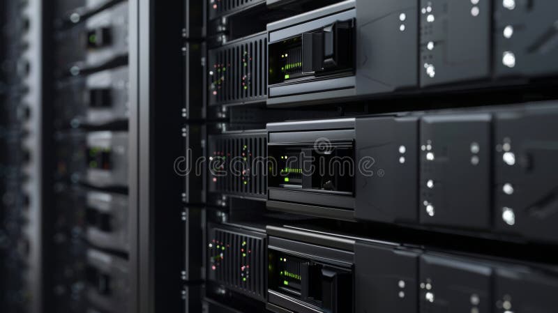 Conceptual Image of a Server Room. Rows of Server Racks with Blinking ...