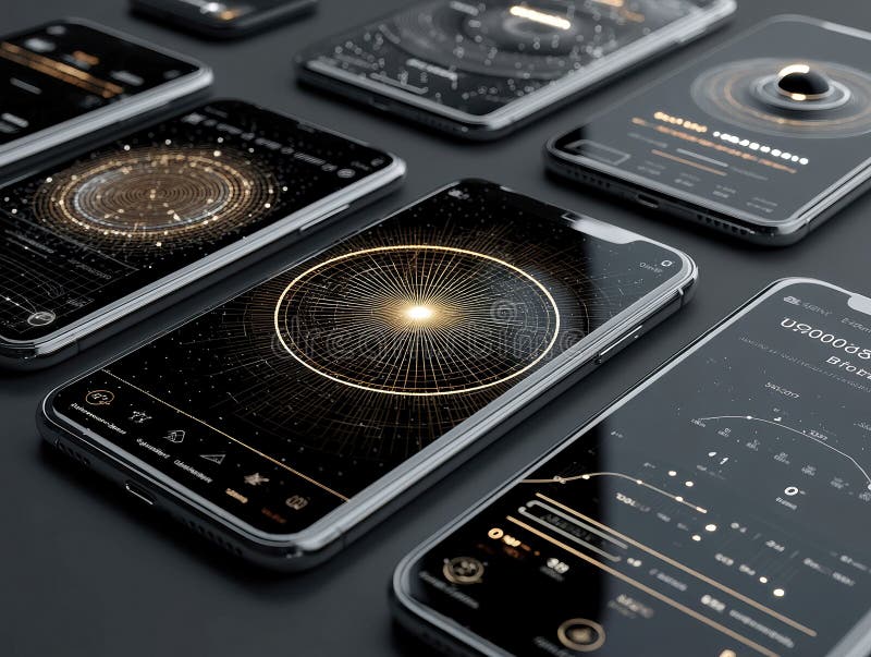 A Conceptual Image Showcases Several Smartphones with Futuristic Space ...