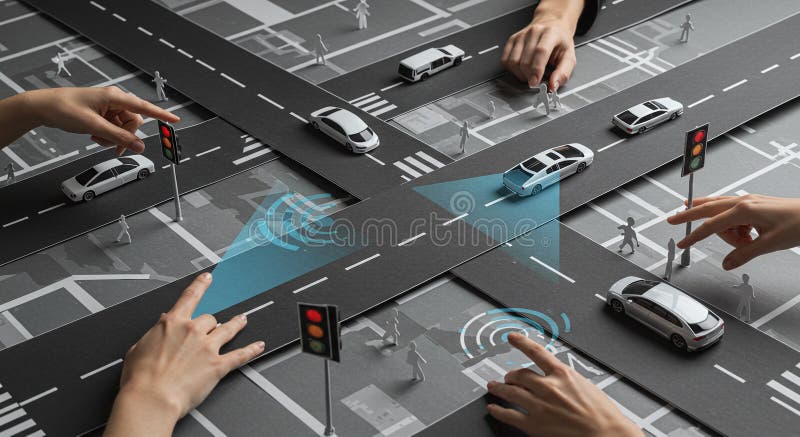 Autonomous Vehicle Navigation Simulation Stock Illustration ...