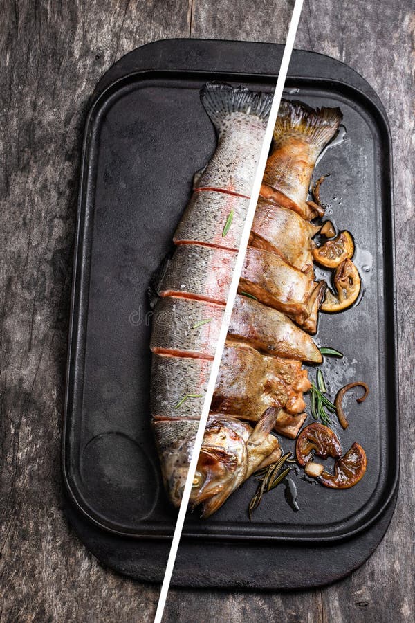 Conceptual Image Showing Different Cooking Stages of the Fish Stock ...