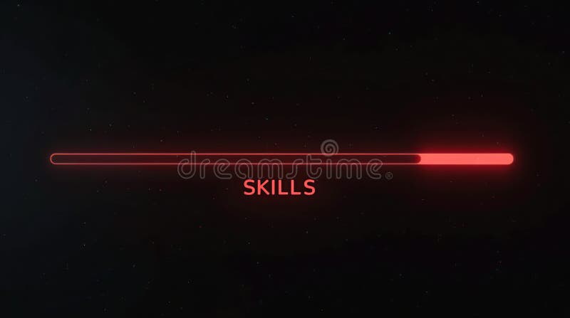 Red Loading Bar with Skills Text on Dark Background Stock Illustration ...