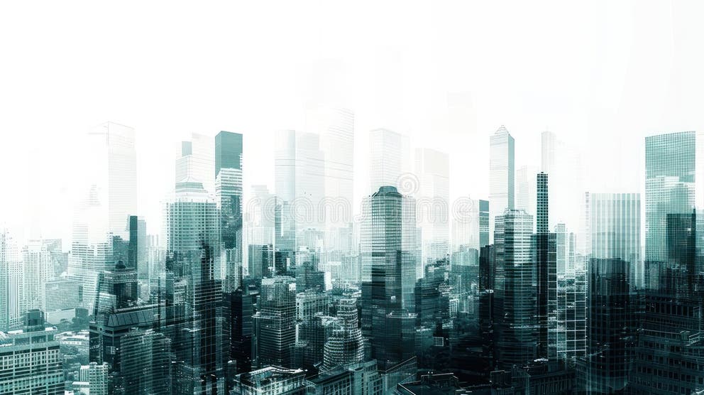 Conceptual Image of a Skyline Dominated by Multiple Stock Illustration ...