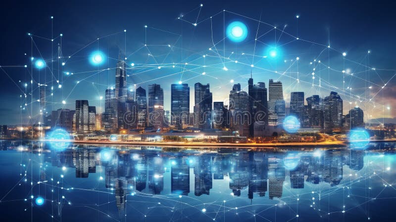 Conceptual Image of a Smart City Skyline with Interconnected Buildings ...