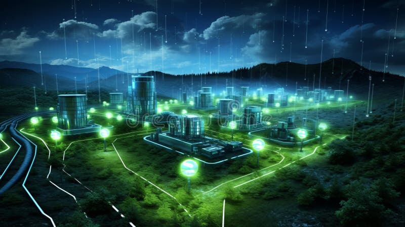 Conceptual Image of a Smart Grid System Stock Illustration ...