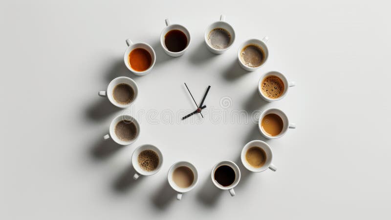 Conceptual Image of Spinning Coffee Cups Forming a Clock Stock ...