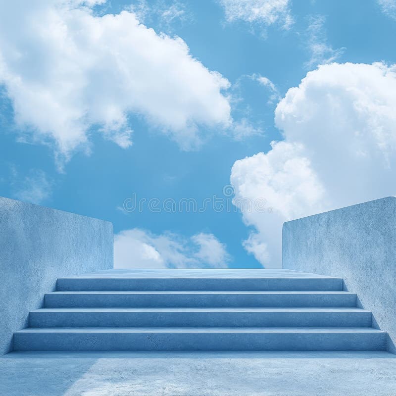 Conceptual Image of Steps Leading Up To the Sky with Clouds Stock ...