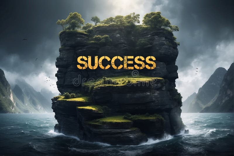 Conceptual Image of Success Written on a Cliff Above the Ocean Stock ...
