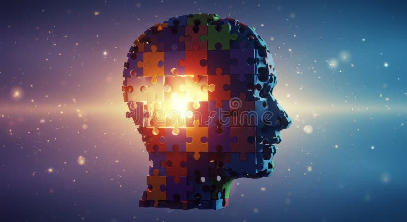 The Illuminated Mind a Puzzle of Potential Conceptual Image Symbolizing ...