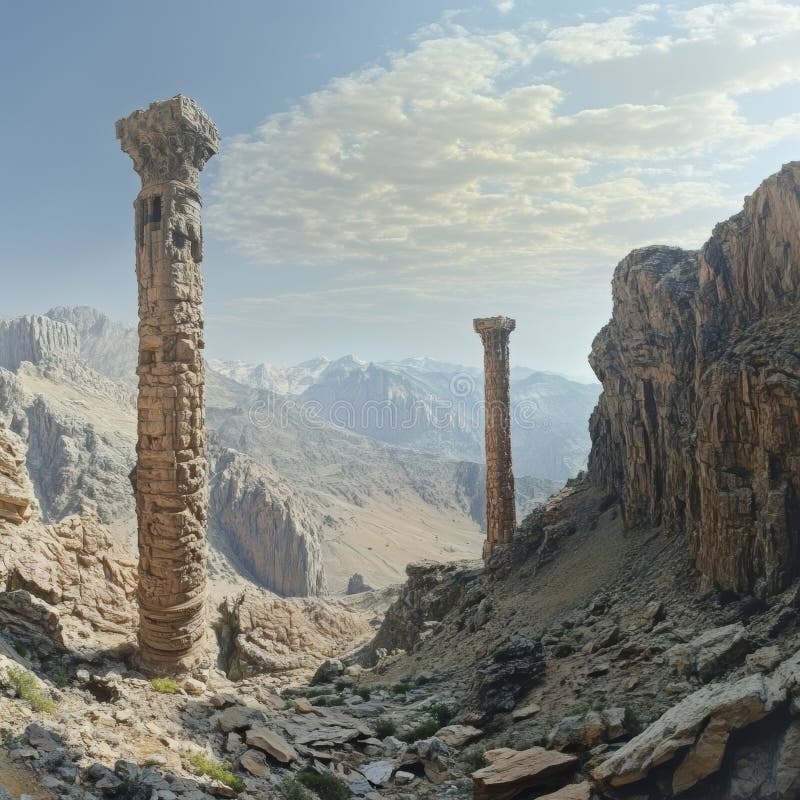 Conceptual Image of the Temple of Zeus in the Mountains. Stock ...