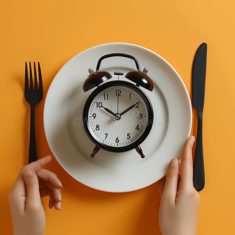 Conceptual Image of Time Management with Alarm Clock on Plate and ...