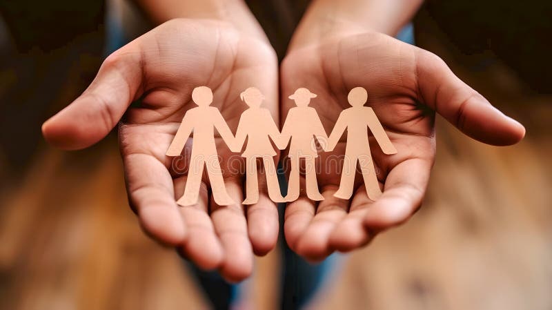 Conceptual Image of Unity and Support with Paper Cut-out Figures. Hands ...