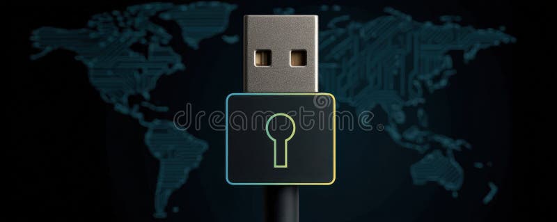 Cyber Security Concept with USB Drive Lock Stock Illustration ...
