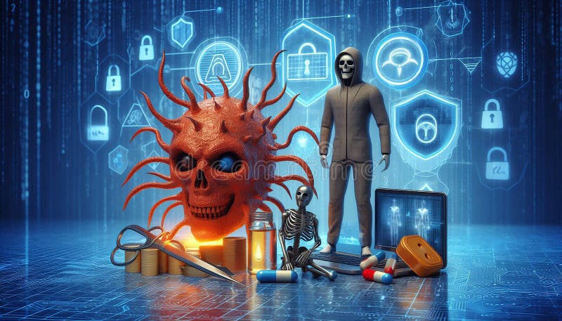Conceptual Image of Virus and Malware Threats Stock Illustration ...
