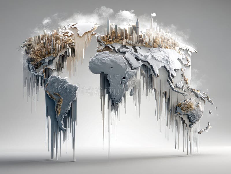 Conceptual Image of a World Map Emphasizing Global Connectivity, with ...