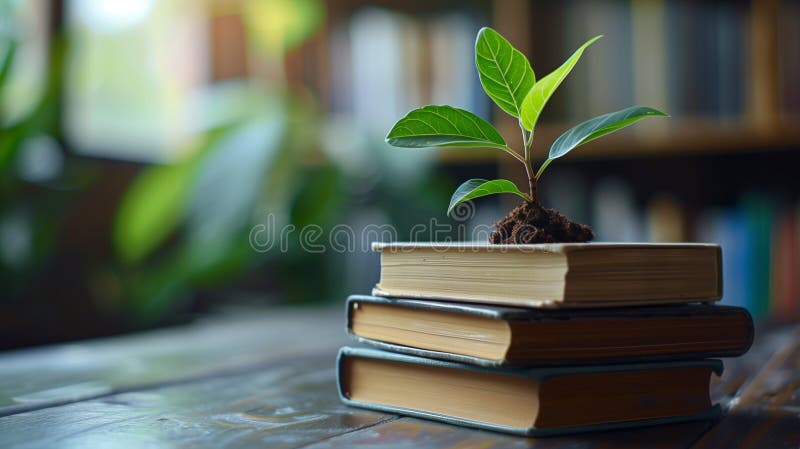 Conceptual Image of a Young Green Plant Sprouting from Soil Atop a ...