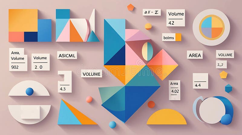 Conceptual Images of Geometric Shapes, Area, and Volume Stock ...