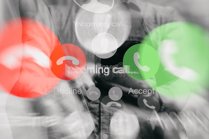Conceptual Incoming Call Screen Background Smartphone Double Exposure ...