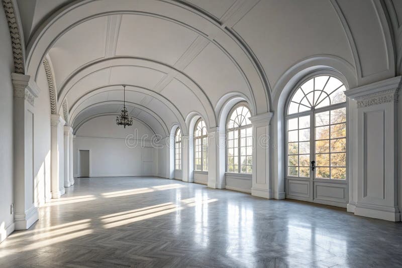 Conceptual Interior with Arched Ceiling 3D Rendering Stock Illustration ...