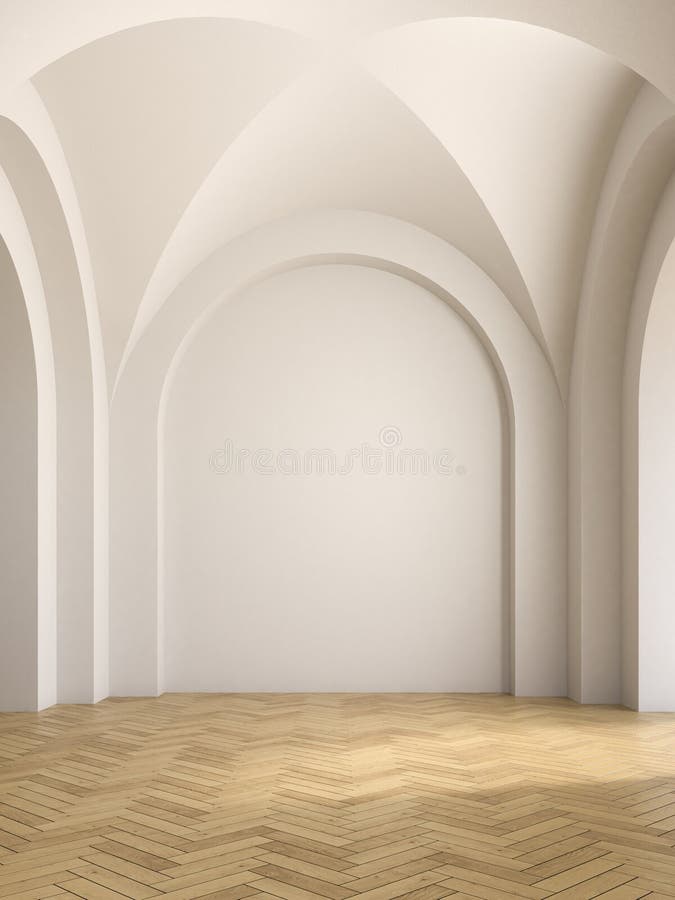Conceptual Interior Empty Room with Arched Ceiling 3d Illustration ...