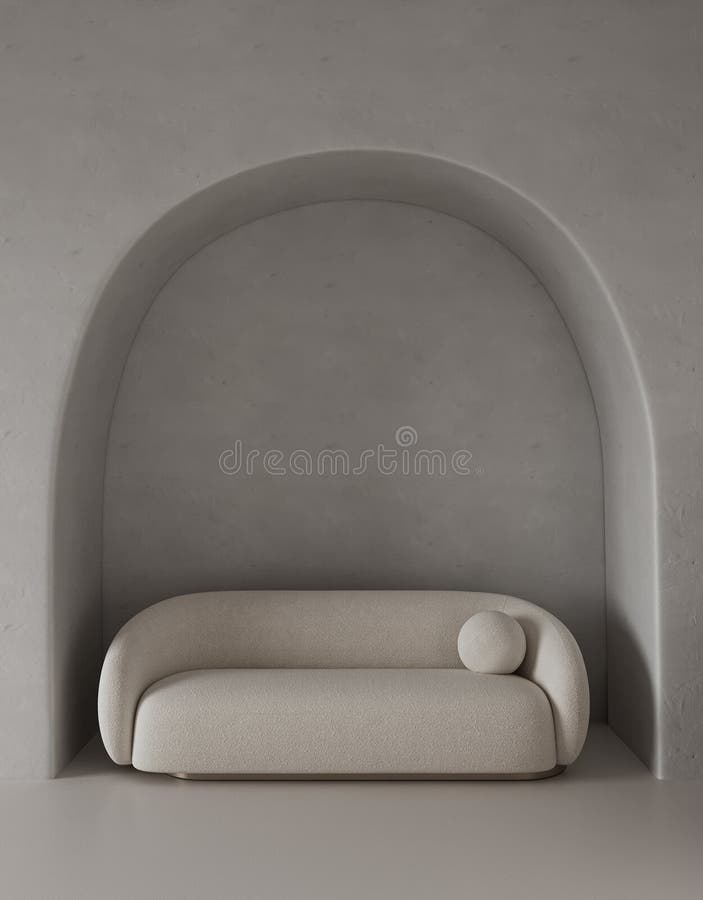 Conceptual Interior Room with Arched Stucco Wall. Creative Composition ...