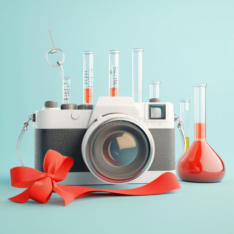 A Conceptual Lab Setting with a Red Ribbon Prominently in the ...