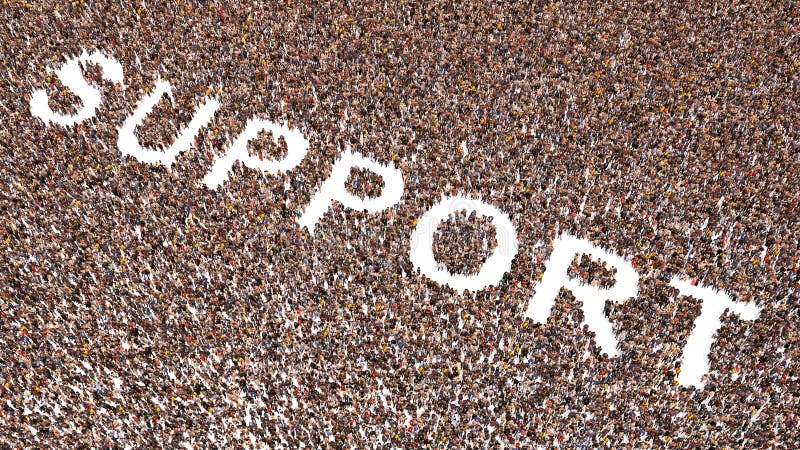 Conceptual Large Community of People Forming the Word SUPPORT. 3d ...