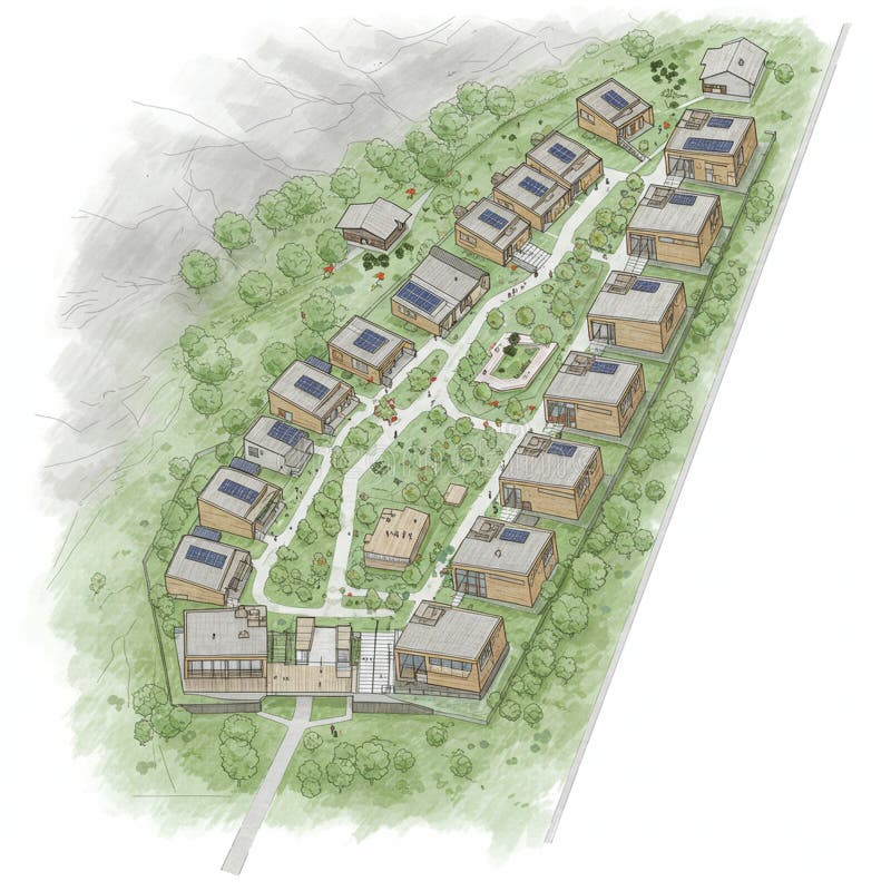 A Conceptual Layout of a Residential Community Features Modern ...
